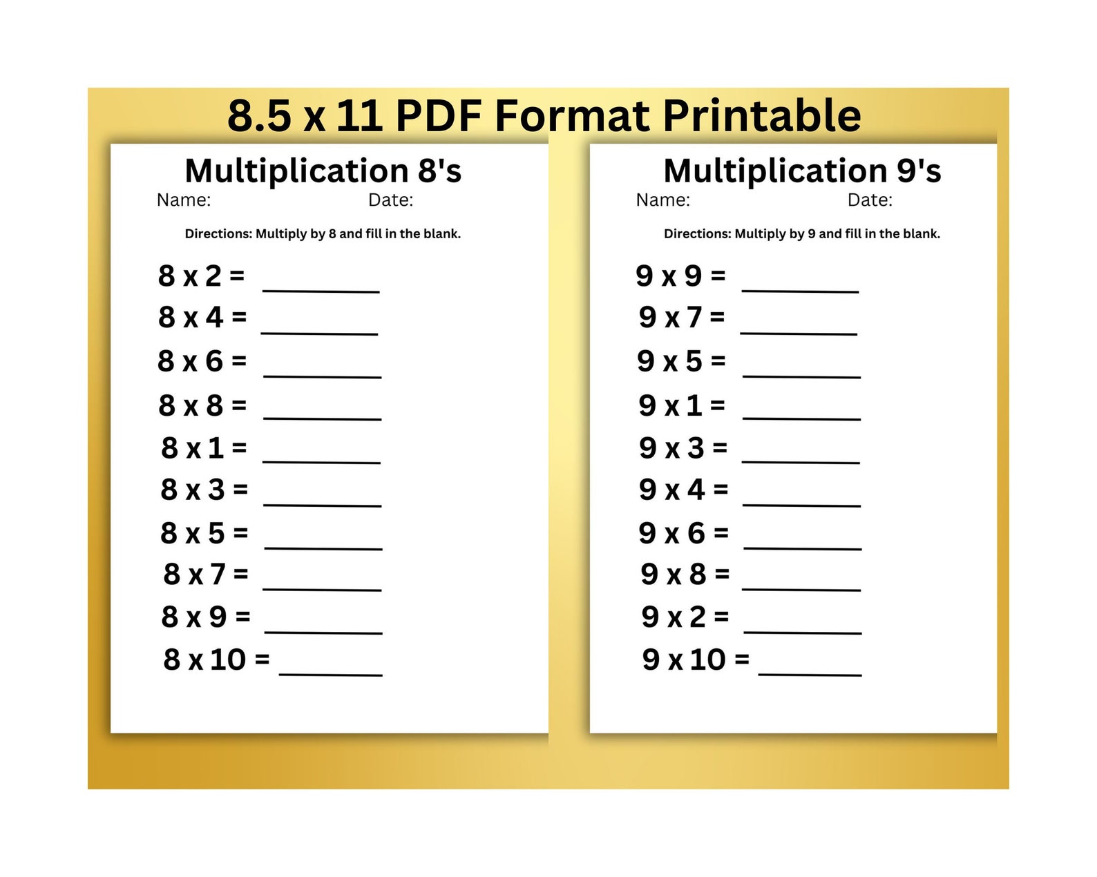 20 Multiplication Worksheets 0-12 8.5 X 11 PDF Digital Download ...