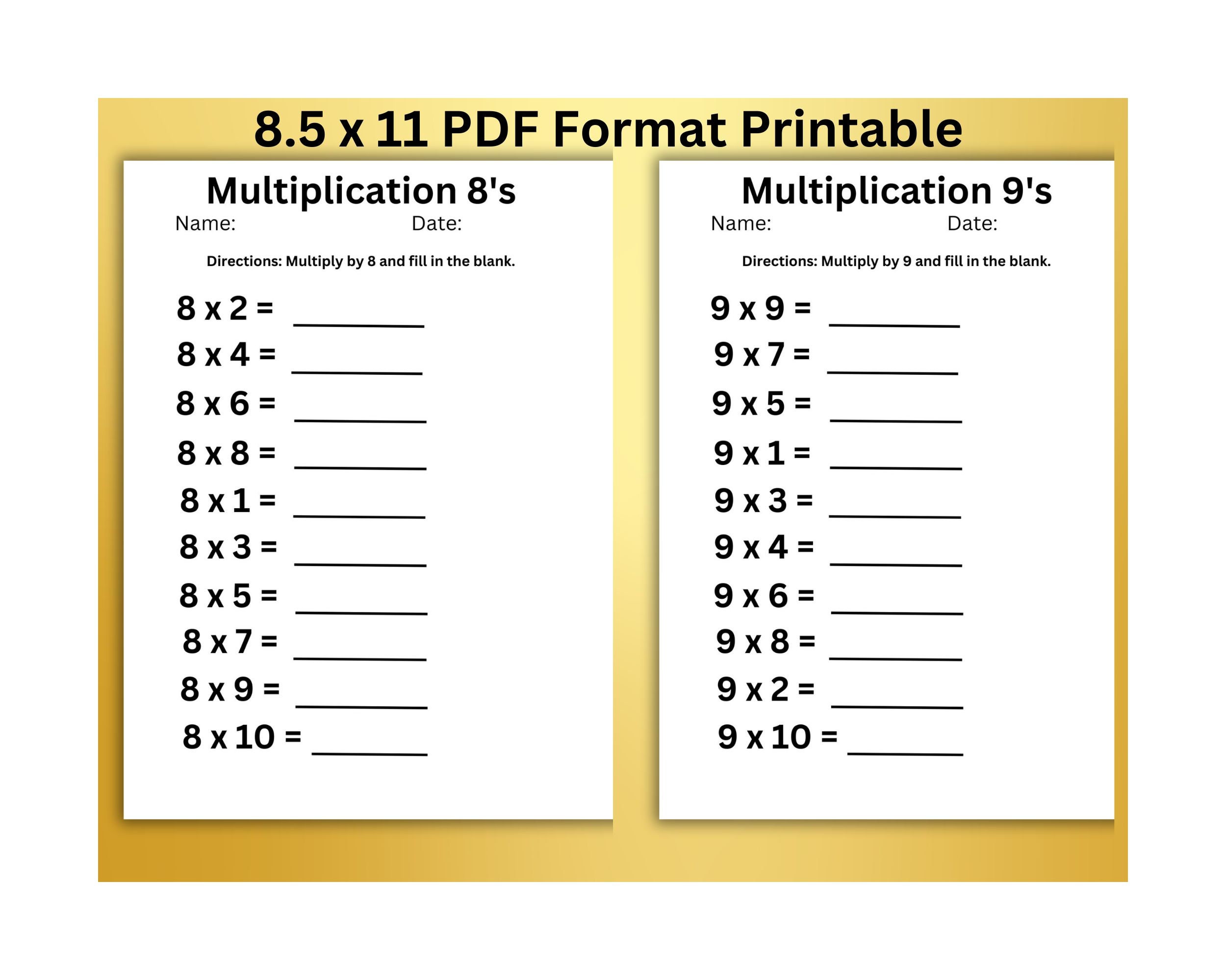 20 Multiplication Worksheets 0-12 8.5 X 11 PDF Digital Download ...
