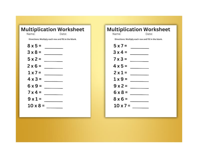 20 Multiplication Worksheets 0-12 8.5 X 11 PDF Digital Download ...