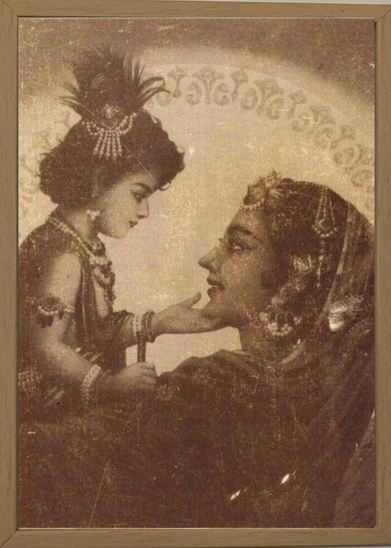 Lord Krishna Vintage Photo for Wall Krishna Wall Art Wood Framed - Etsy