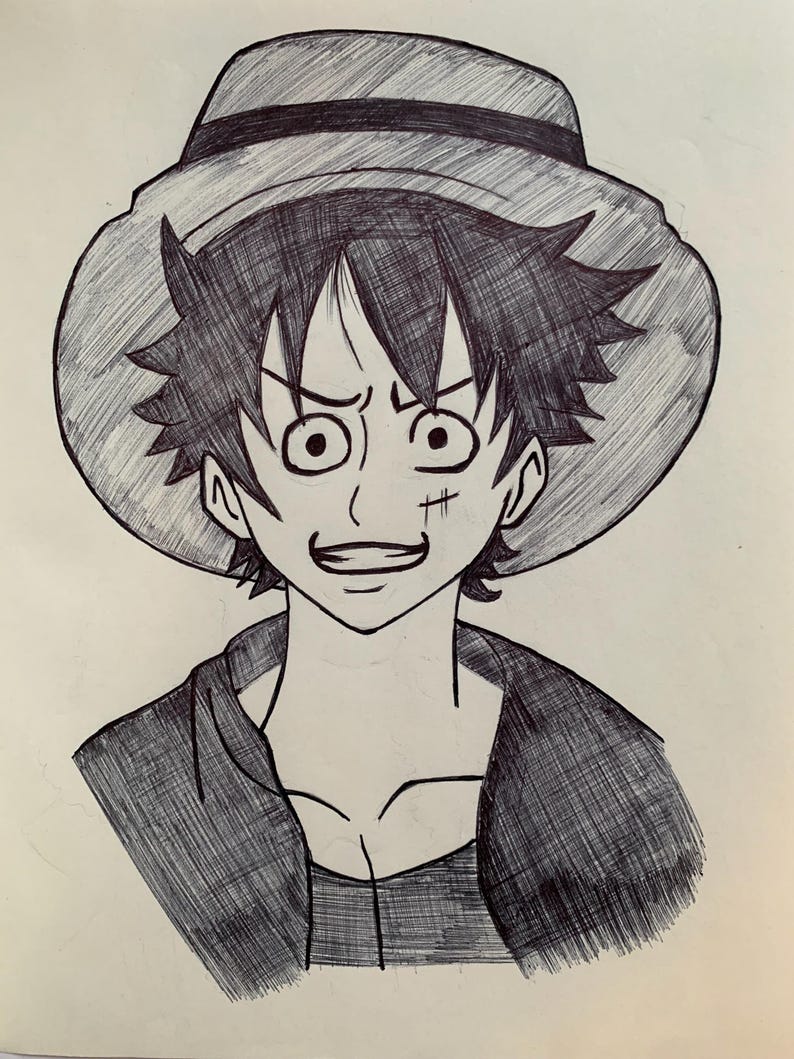 Monkey D Luffy Original Pen Drawing - Etsy
