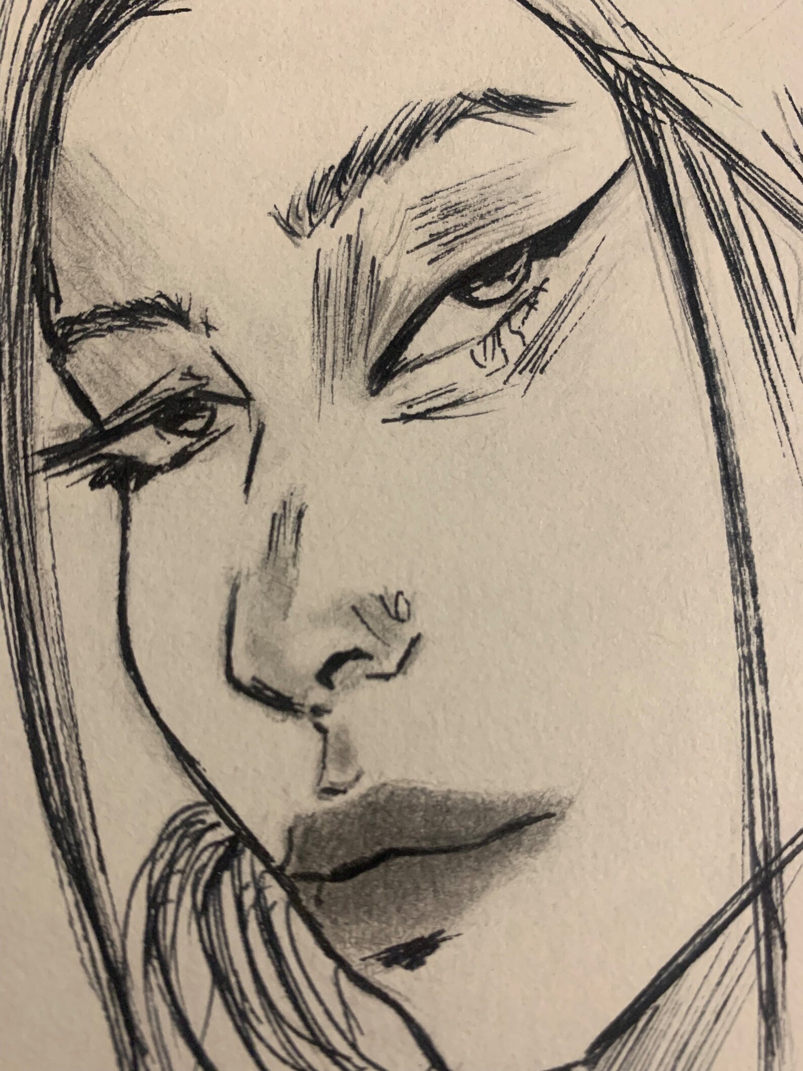 Beautiful Girl Pen Art Drawing - Etsy
