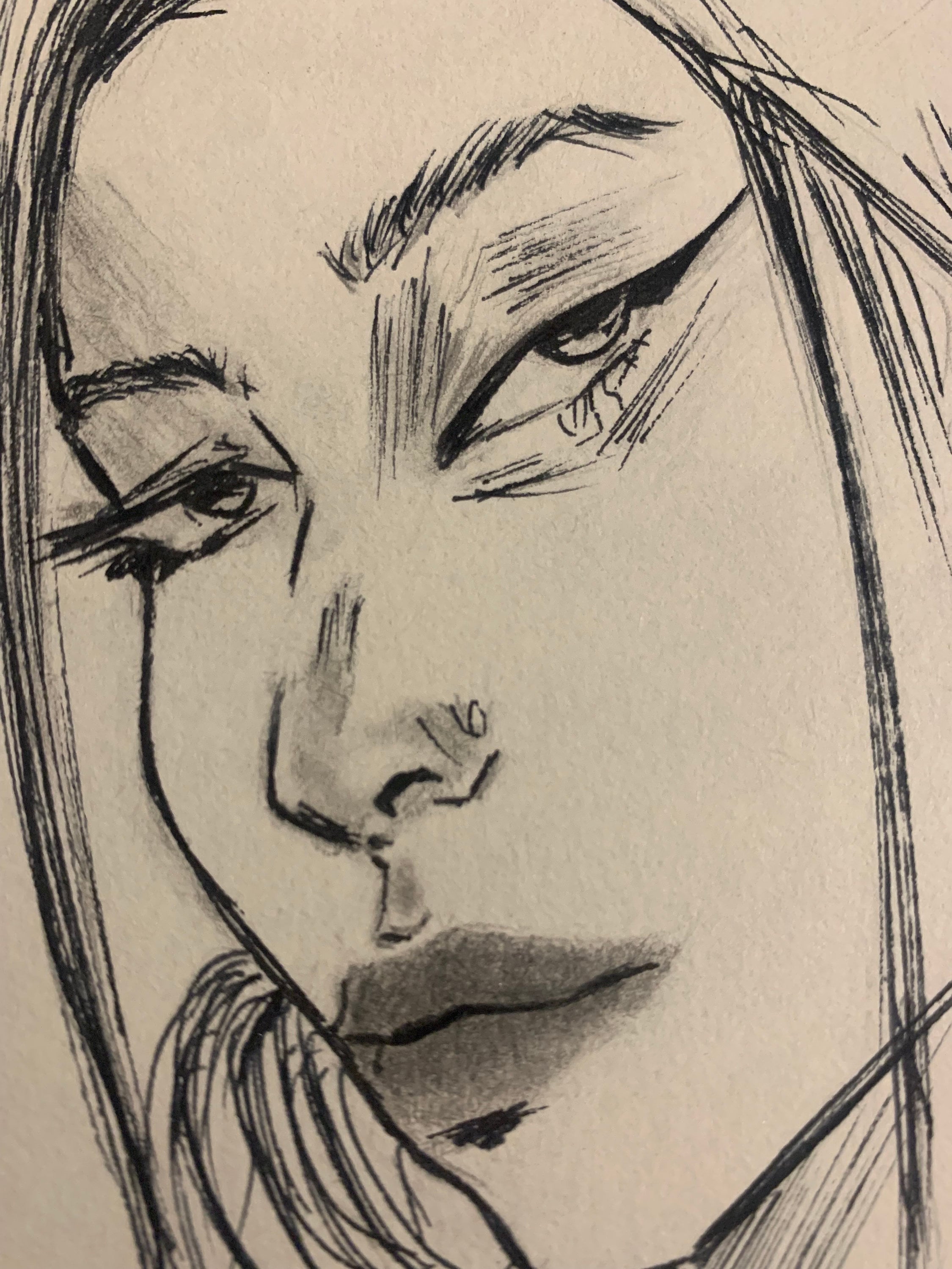 Beautiful Girl Pen Art Drawing - Etsy