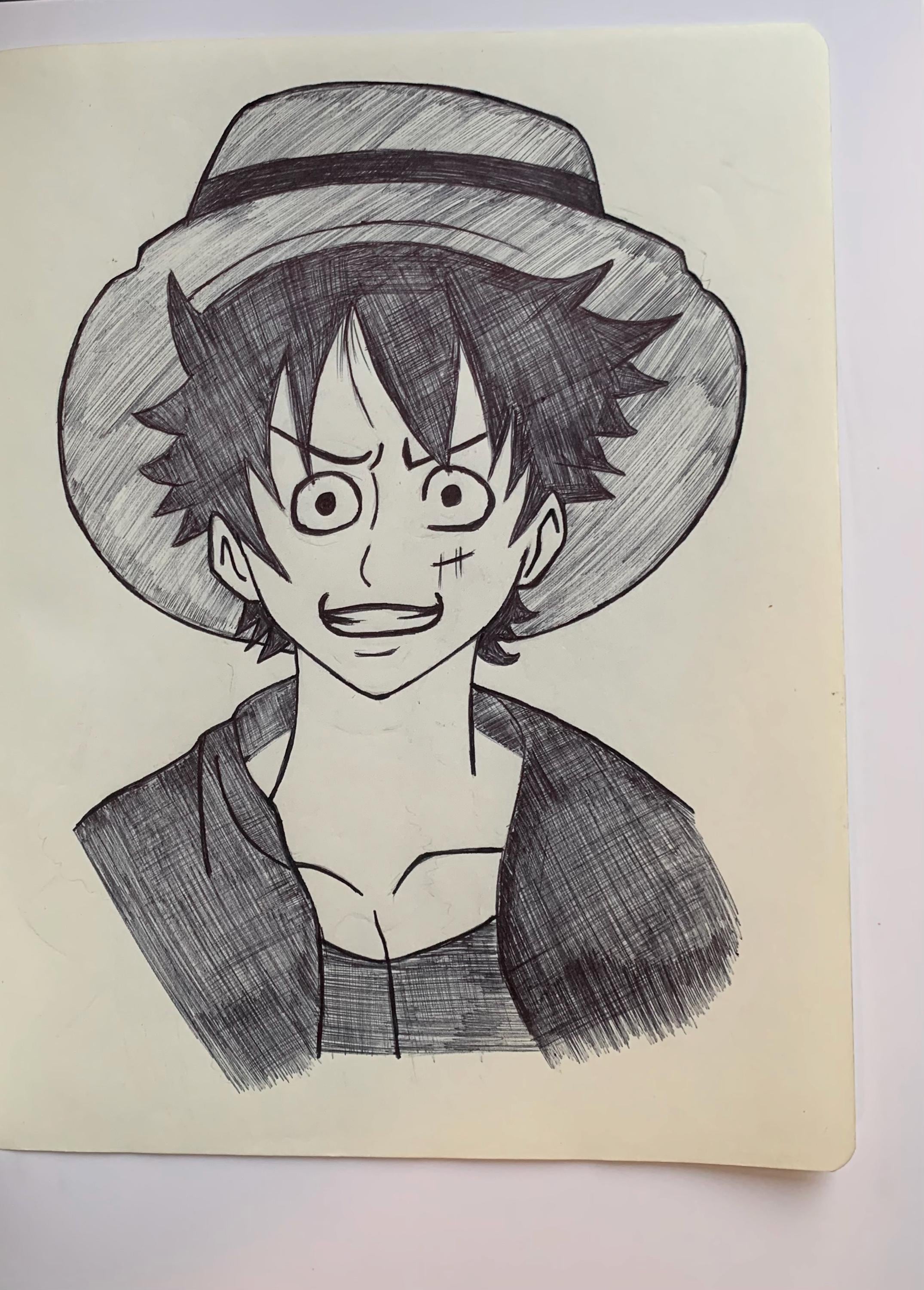 Monkey D Luffy Original Pen Drawing - Etsy