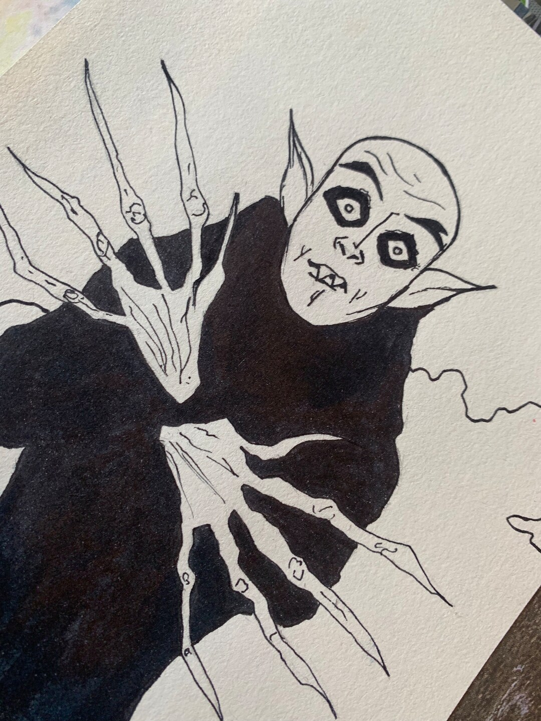 Nosferatu Vampire Ink Pen Drawing - Etsy