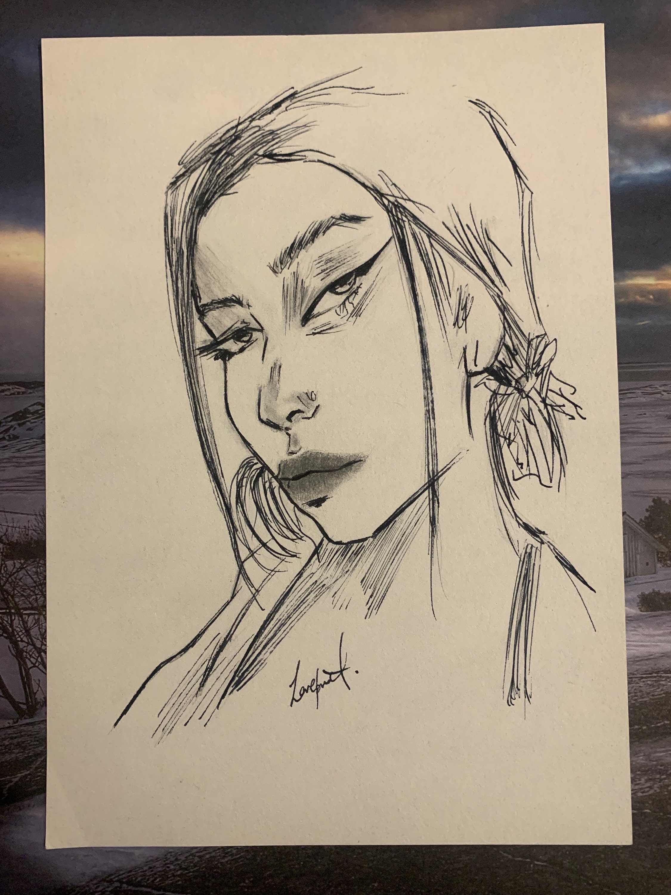 Beautiful Girl Pen Art Drawing - Etsy