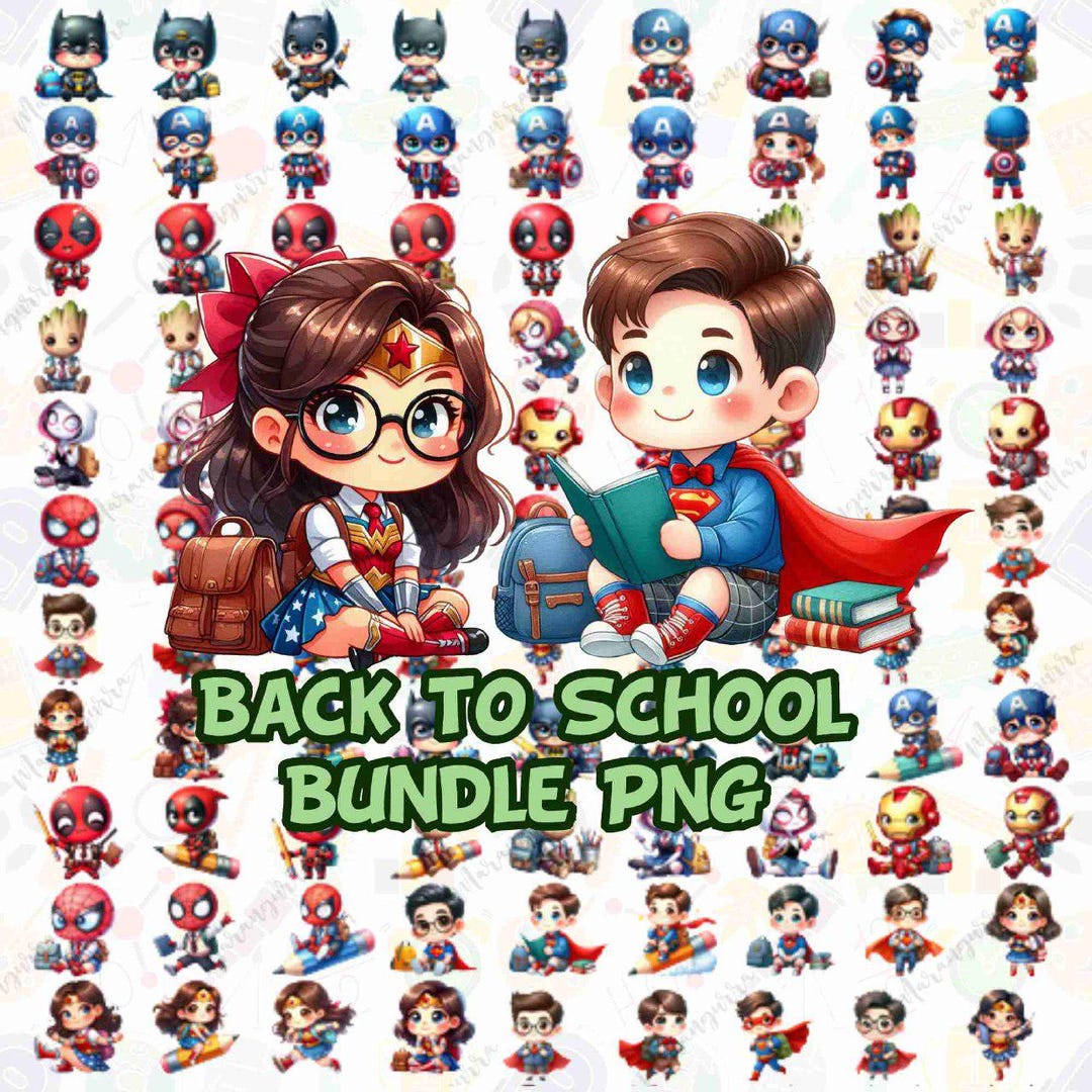 Cartoon Back to School Png Bundle, Superhero Back to School Png, Groot ...