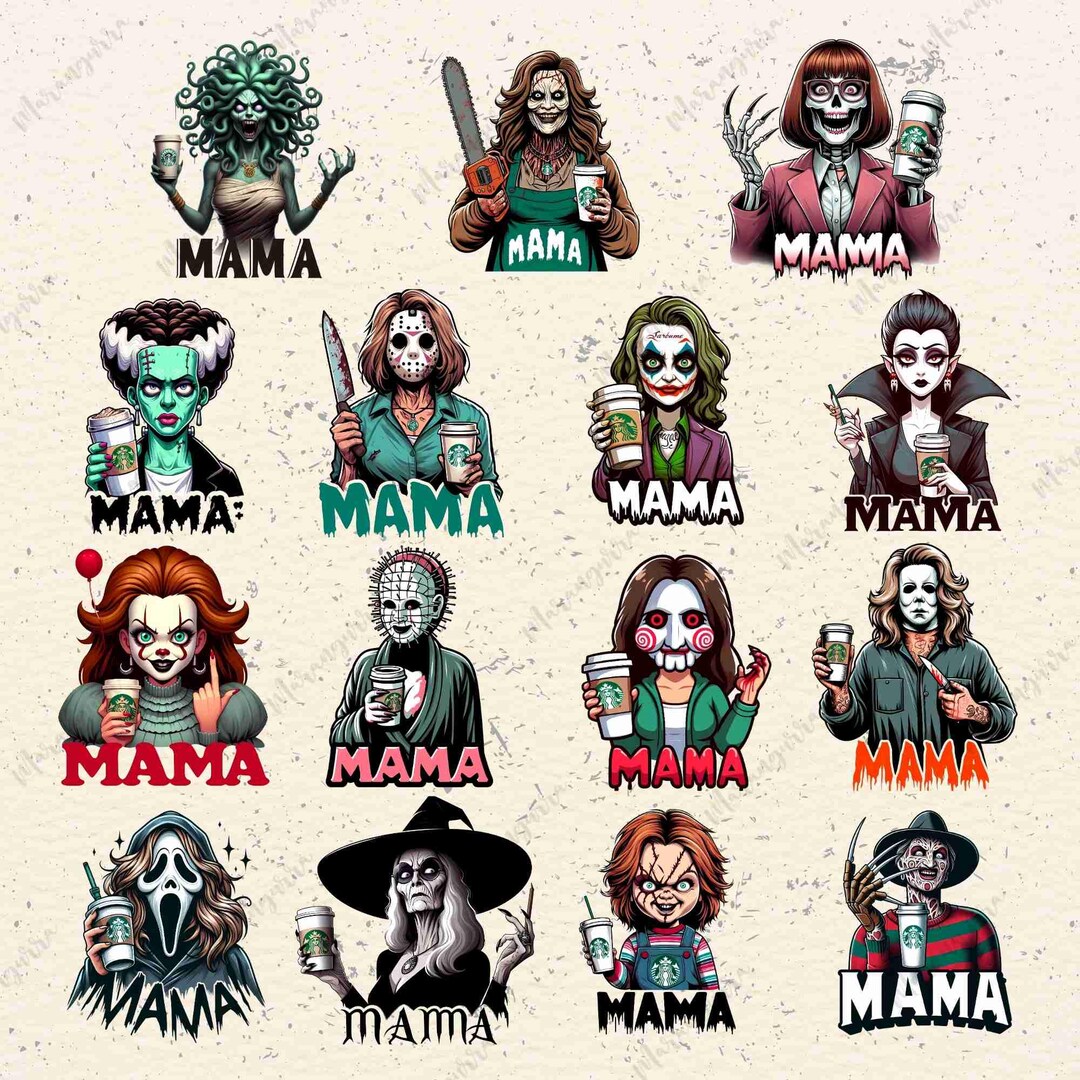 Horror Mama Png Bundle, Mother Day Mama Killer Png, Killer Character ...