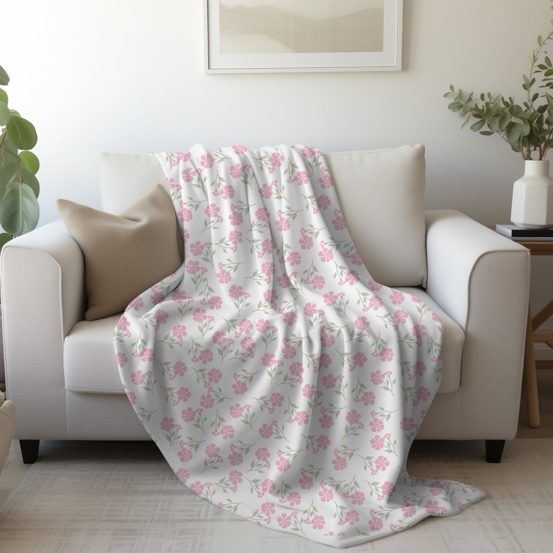Pink Flower Blanket, Croquette Flower Blanket, Cozy Blanket, Pink Gift ...