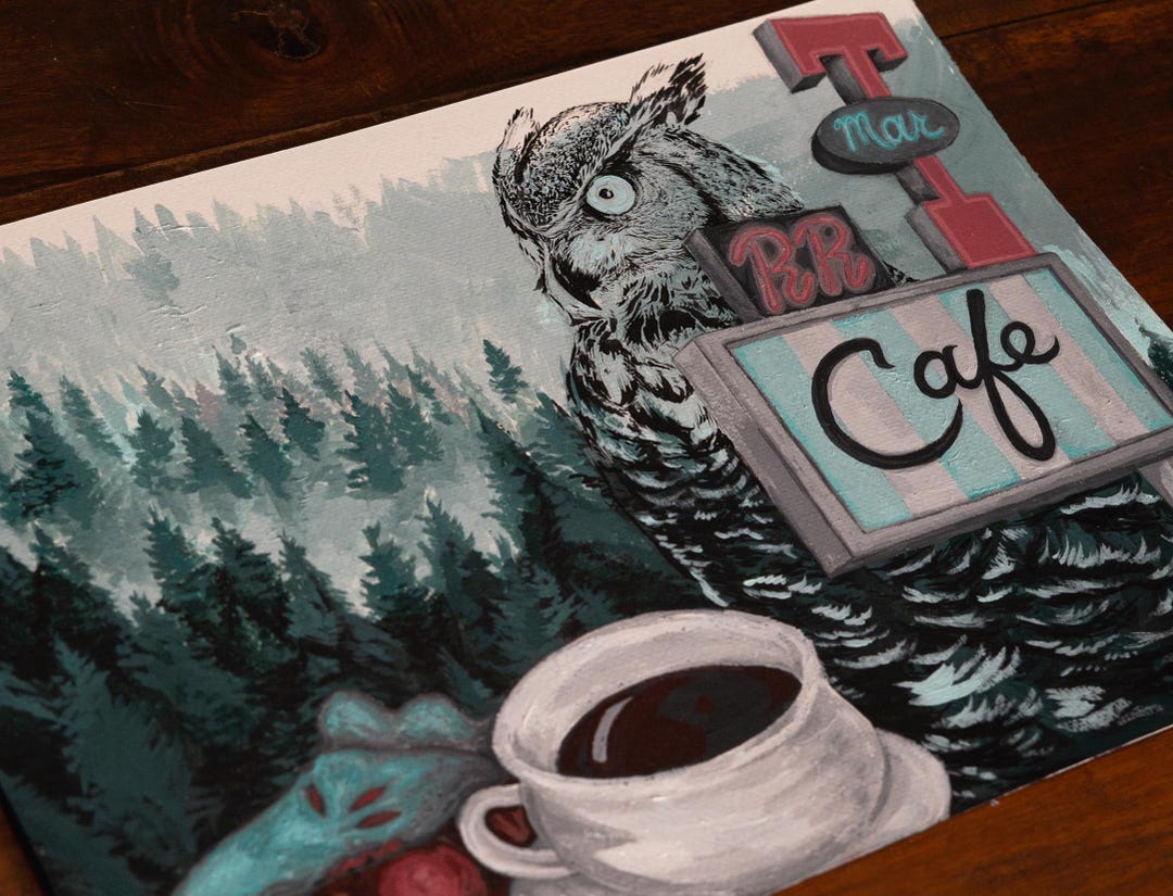 Twin Peaks Double R Diner Original Mixed Media Painting // the Owls Are ...
