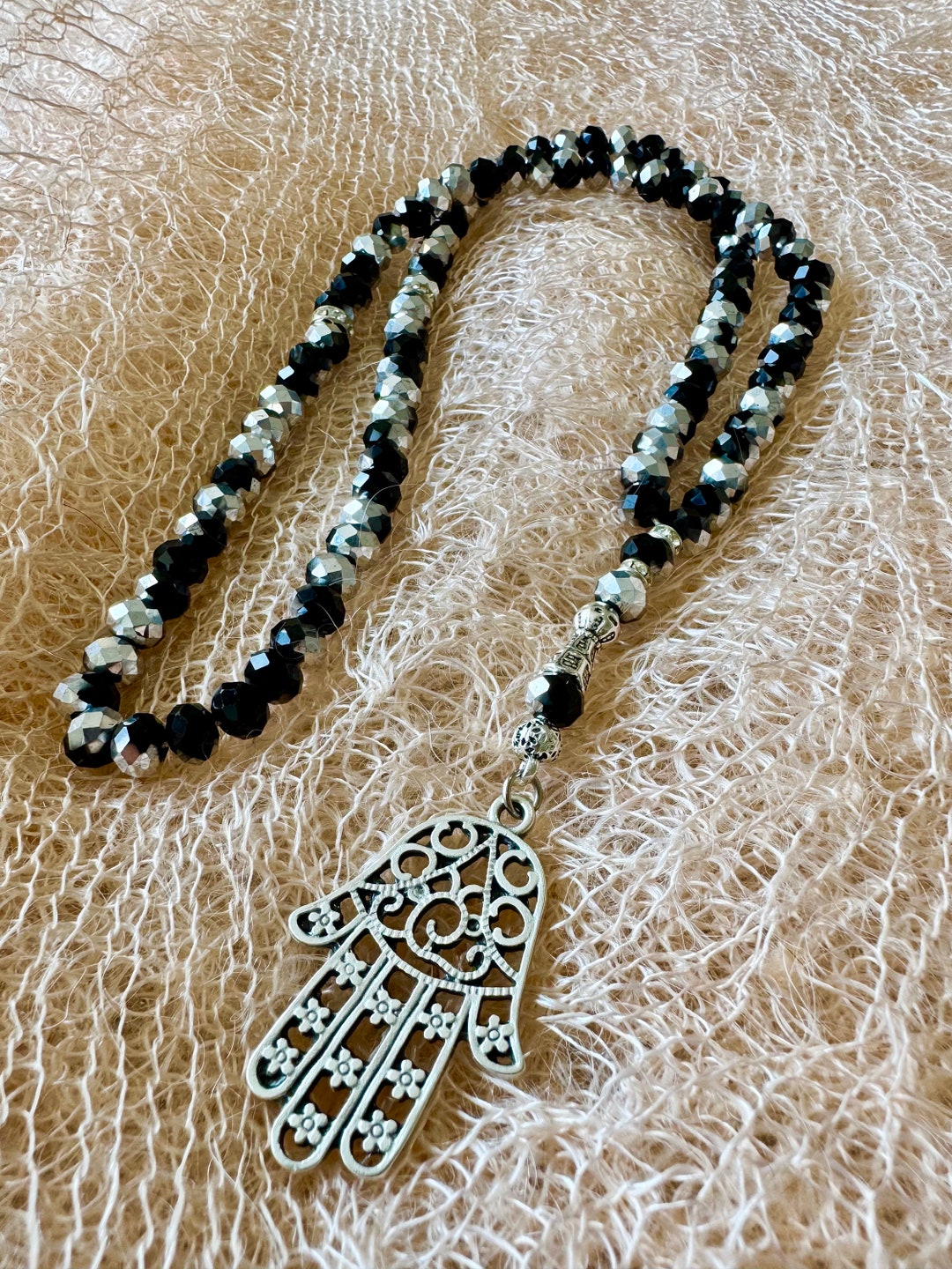 REAL Crystal Islamic Prayer Beads, Natural Stone 99 Beads, Misbaha ...