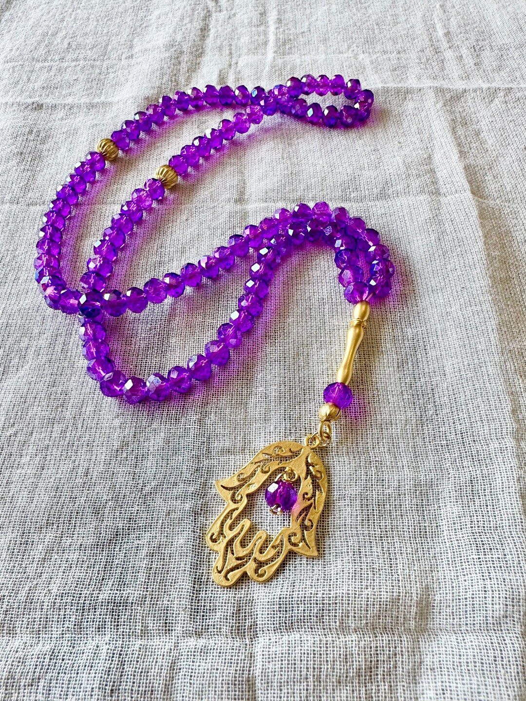 REAL Crystal Prayer Beads, Natural Stone 99 Beads, Misbaha, Tasbeeh ...