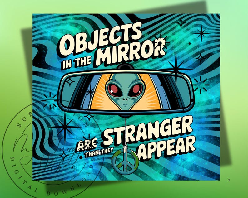 Funny Alien Tumbler PNG: Sci-fi Car Mirror Design (digital Download) - Etsy