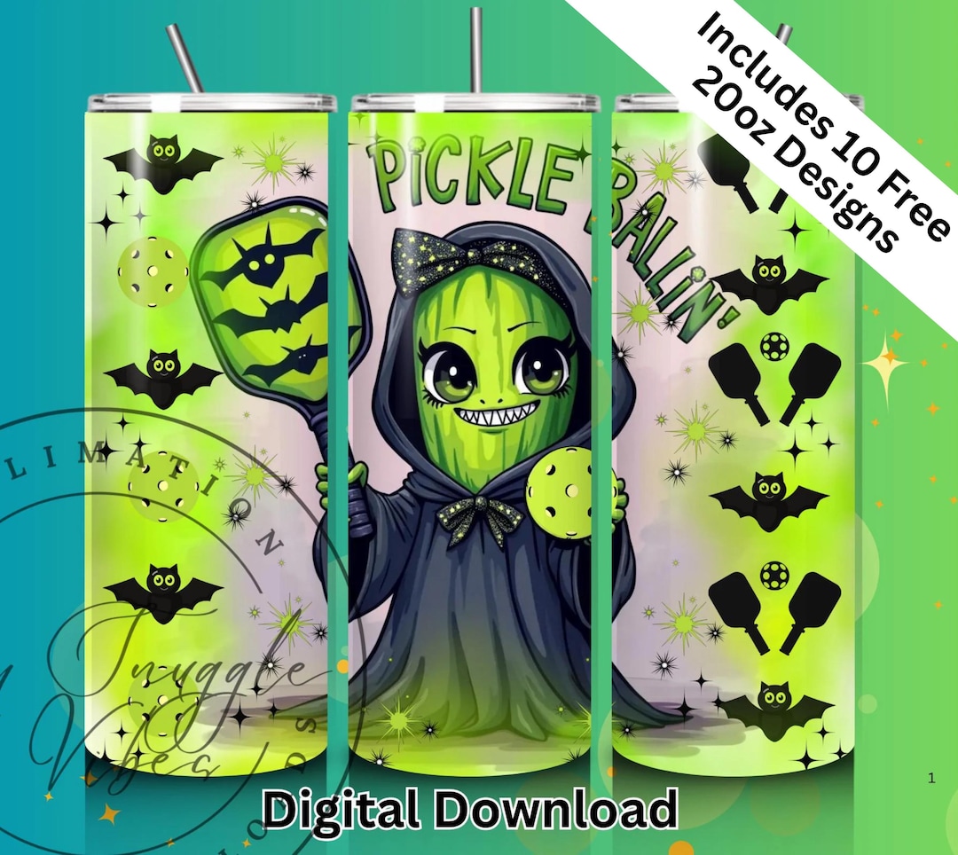 Goth Pickleball Tumbler Wrap, Paddle Ball Gift 20oz Skinny Tumbler PNG ...