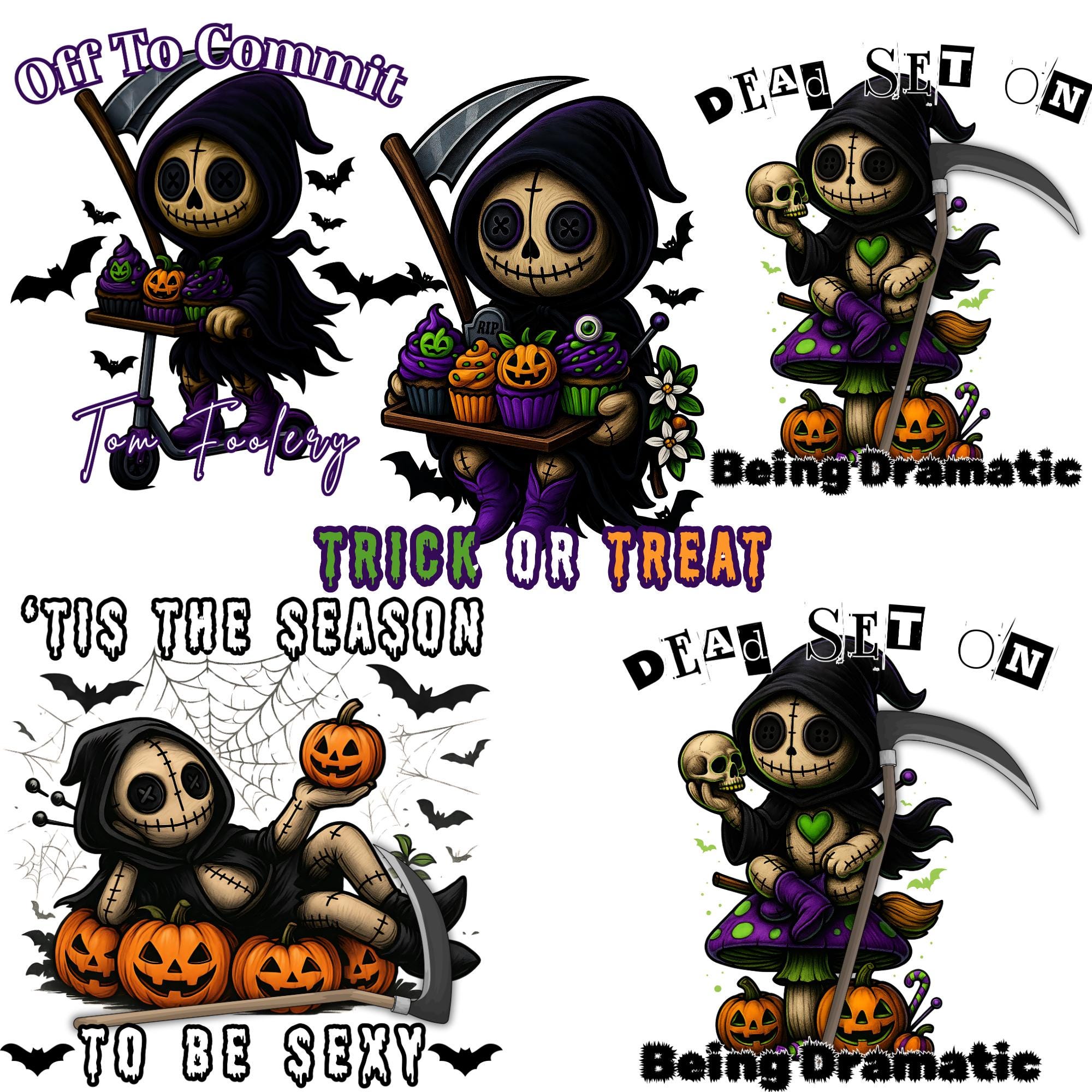 Grim Reaper Voodoo Doll Clipart | Creepy Cute Halloween PNG | Gothic ...