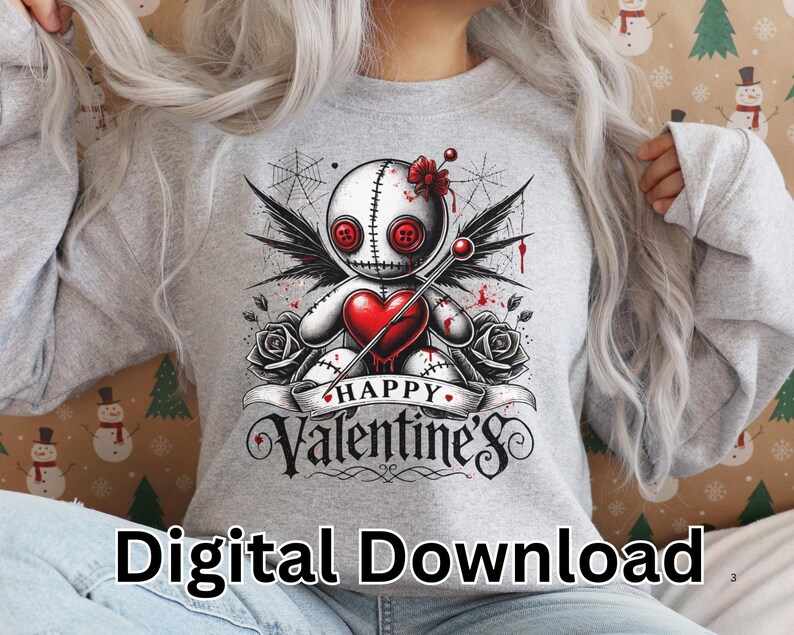 Anti Valentine Voodoo Doll PNG Digital Download, Snarky Goth Valentines ...