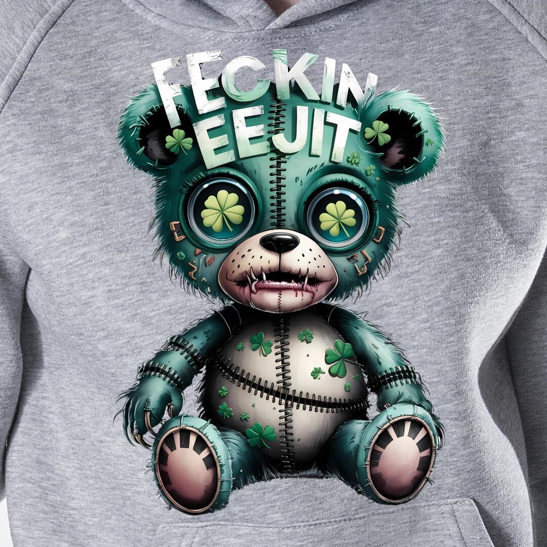 Gothic Teddy Bear PNG Clipart, Fecking Eejit Funny Irish Saying Graphic ...