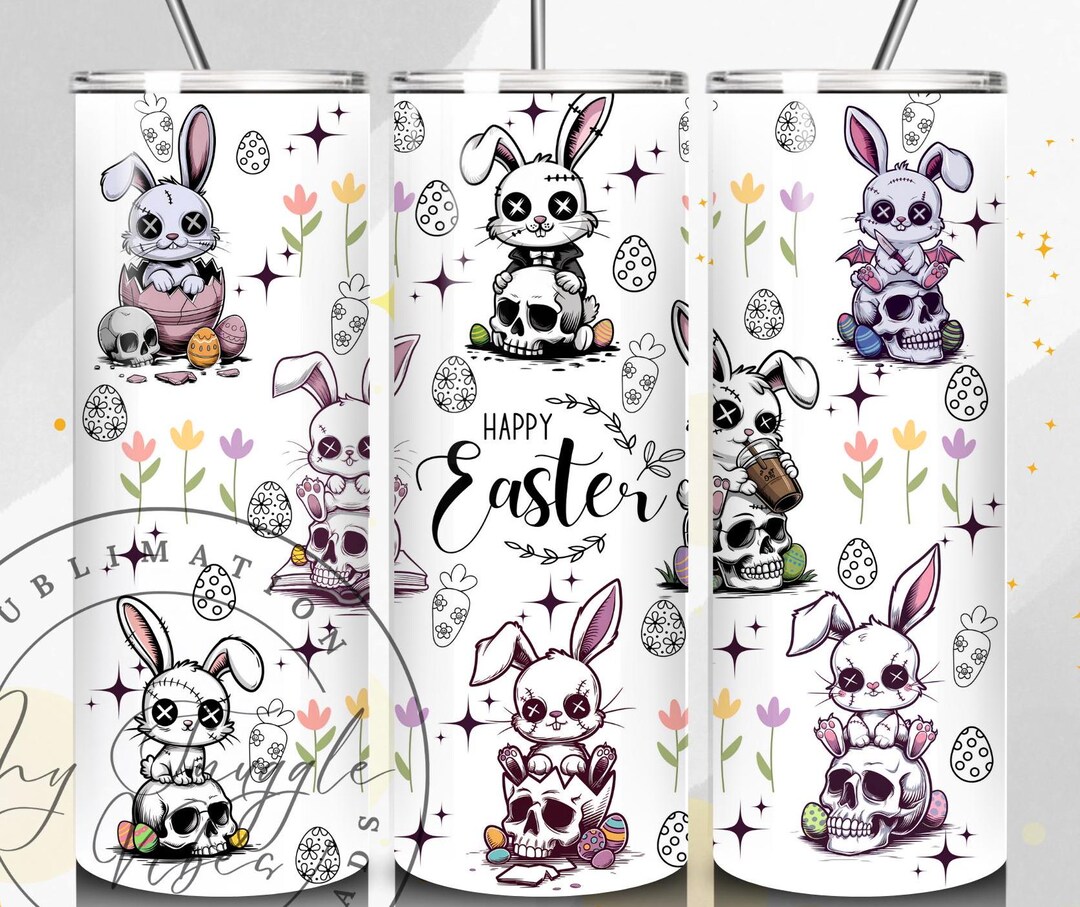 Goth Easter Bunny 20oz Skinny Tumbler PNG, Creepy Cute Rabbit PNG ...