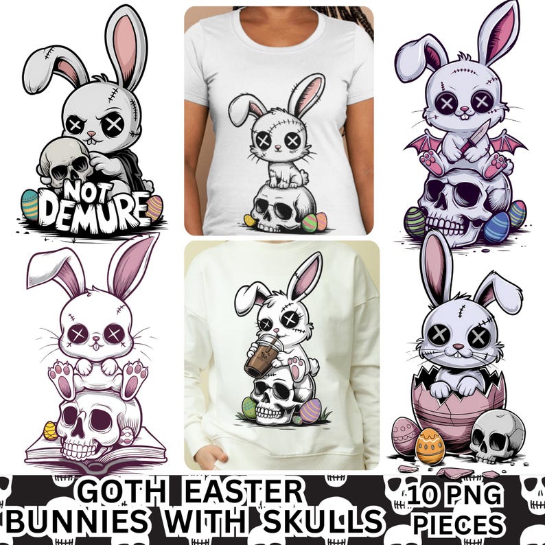 Goth Easter Bunny Clipart | Creepy Cute Rabbit PNG | Skulls & Spooky ...