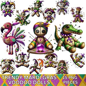 Mardi Gras Voodoo Doll Clipart Set PNG Digital Download, Nola Festive ...