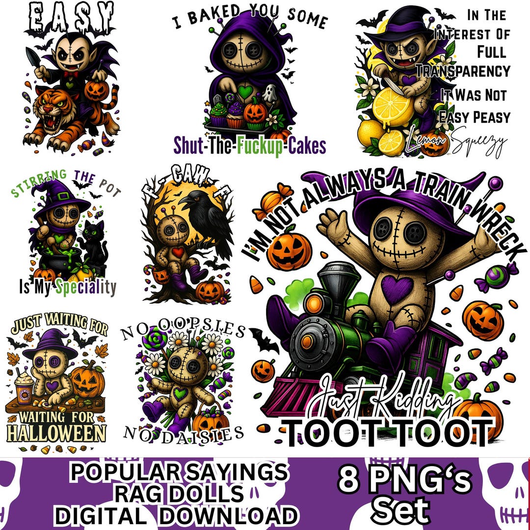 Funny Voodoo Rag Doll Clipart Set | 8 PNG Digital Download | Creepy ...