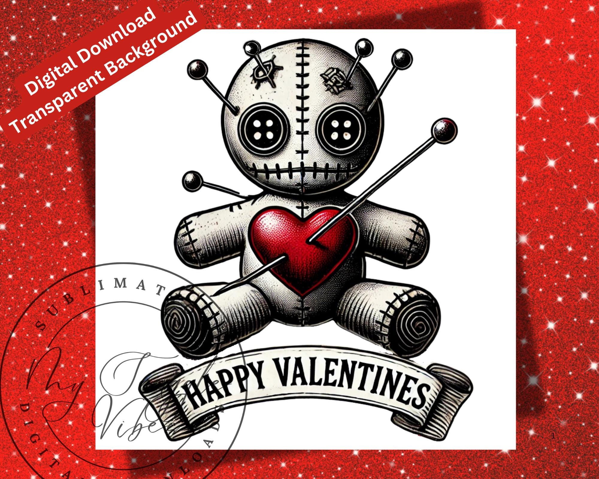 Anti Valentine Voodoo Doll PNG Digital Download, Snarky Goth Valentines ...
