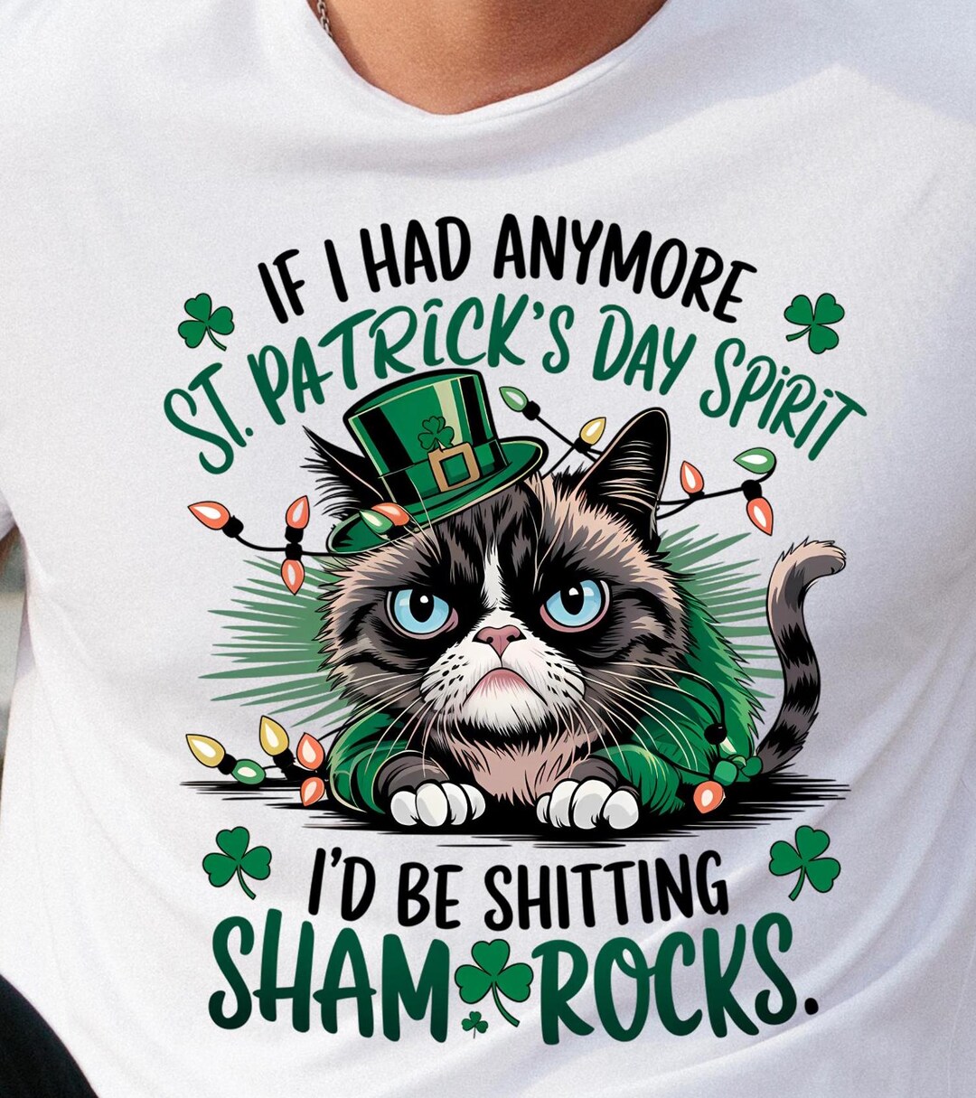 Grumpy Cat St Patrick's Day PNG Clipart, Funny Shamrocks Paddy's Day ...
