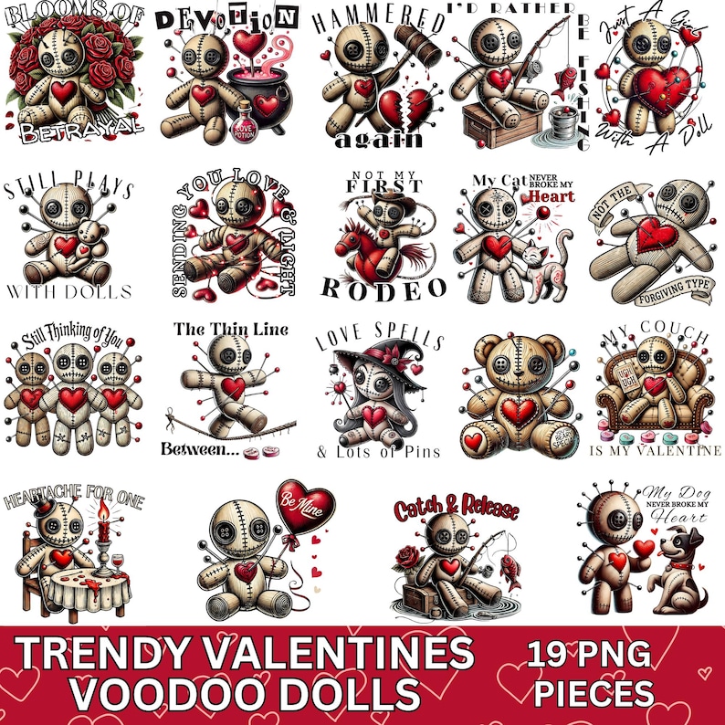 Anti Valentine Voodoo Doll Clipart Set PNG Digital Download, Snarky ...