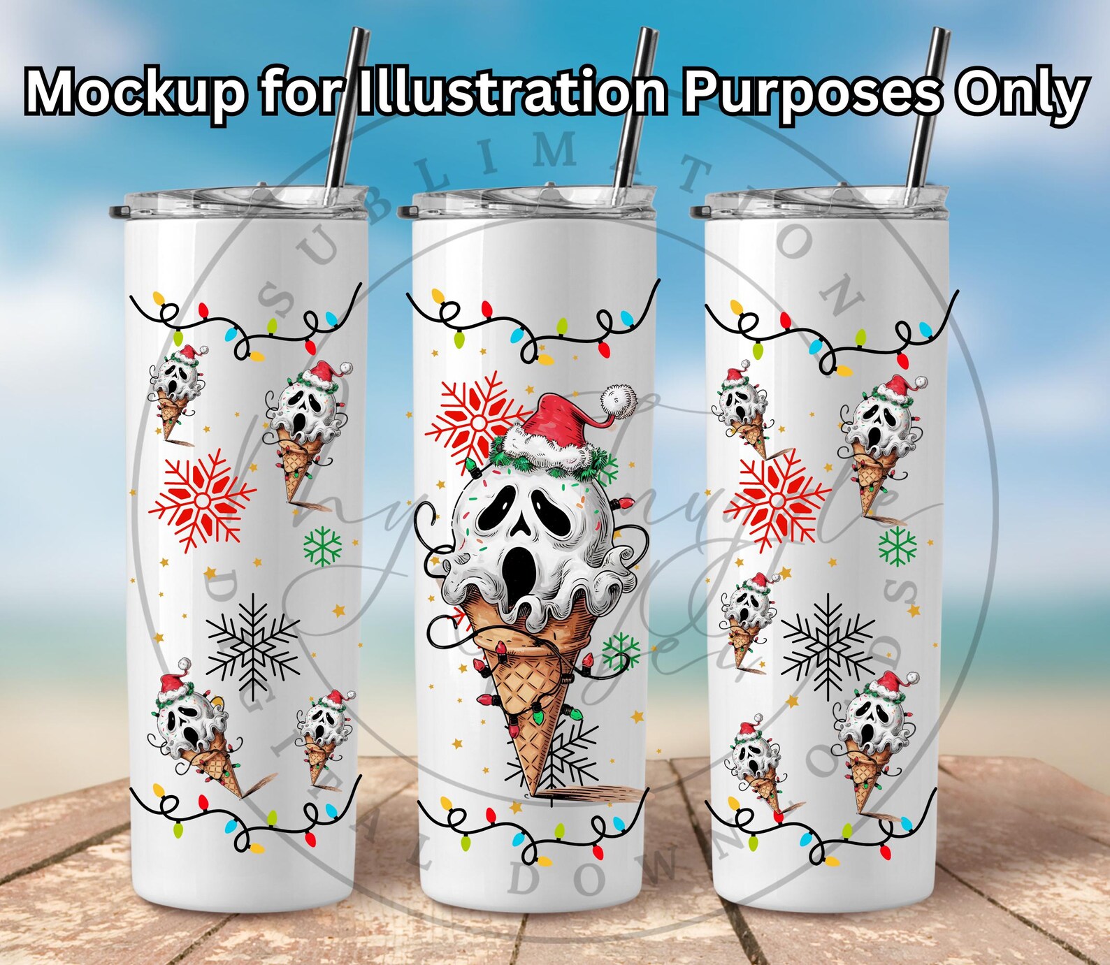 Spooky Ghost Ice Cream Clipart | Whimsical Christmas Cone With ...