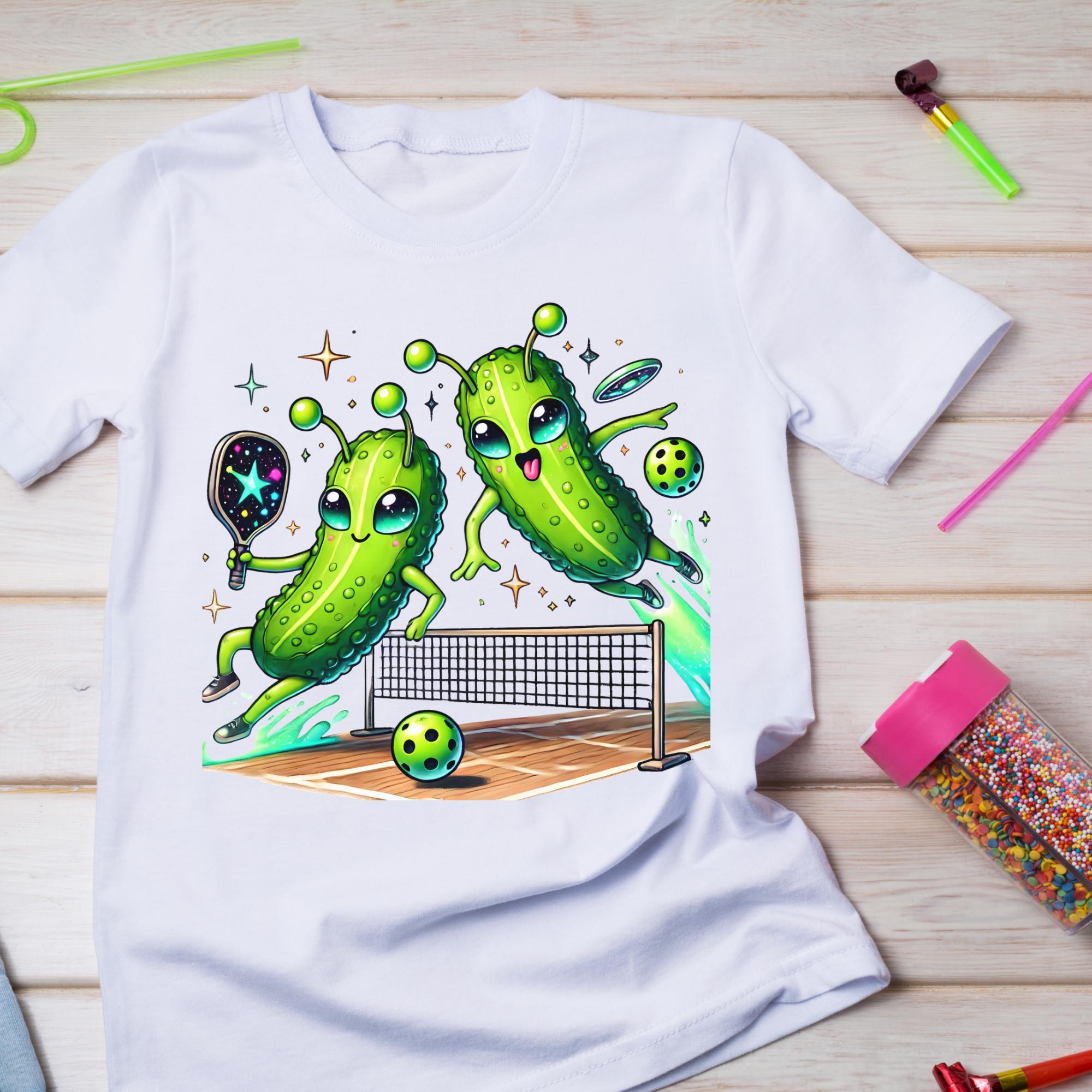Alien Pickleball Clipart Set, Pickle Ballin' 5 PNG Designs Cute Pickle ...