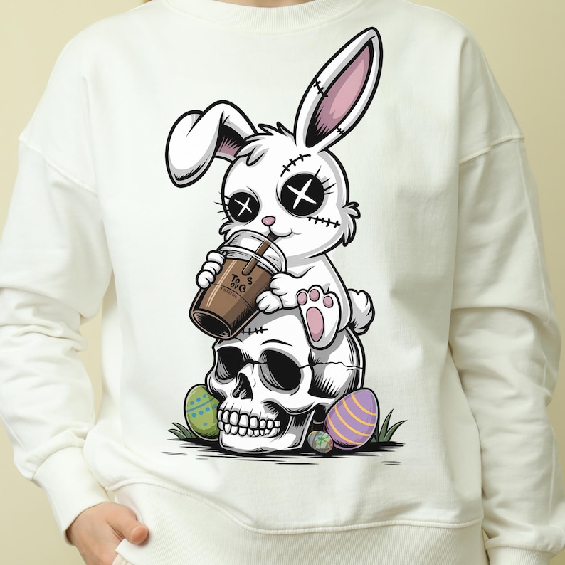 Goth Easter Bunny Clipart | Creepy Cute Rabbit PNG | Skulls & Spooky ...