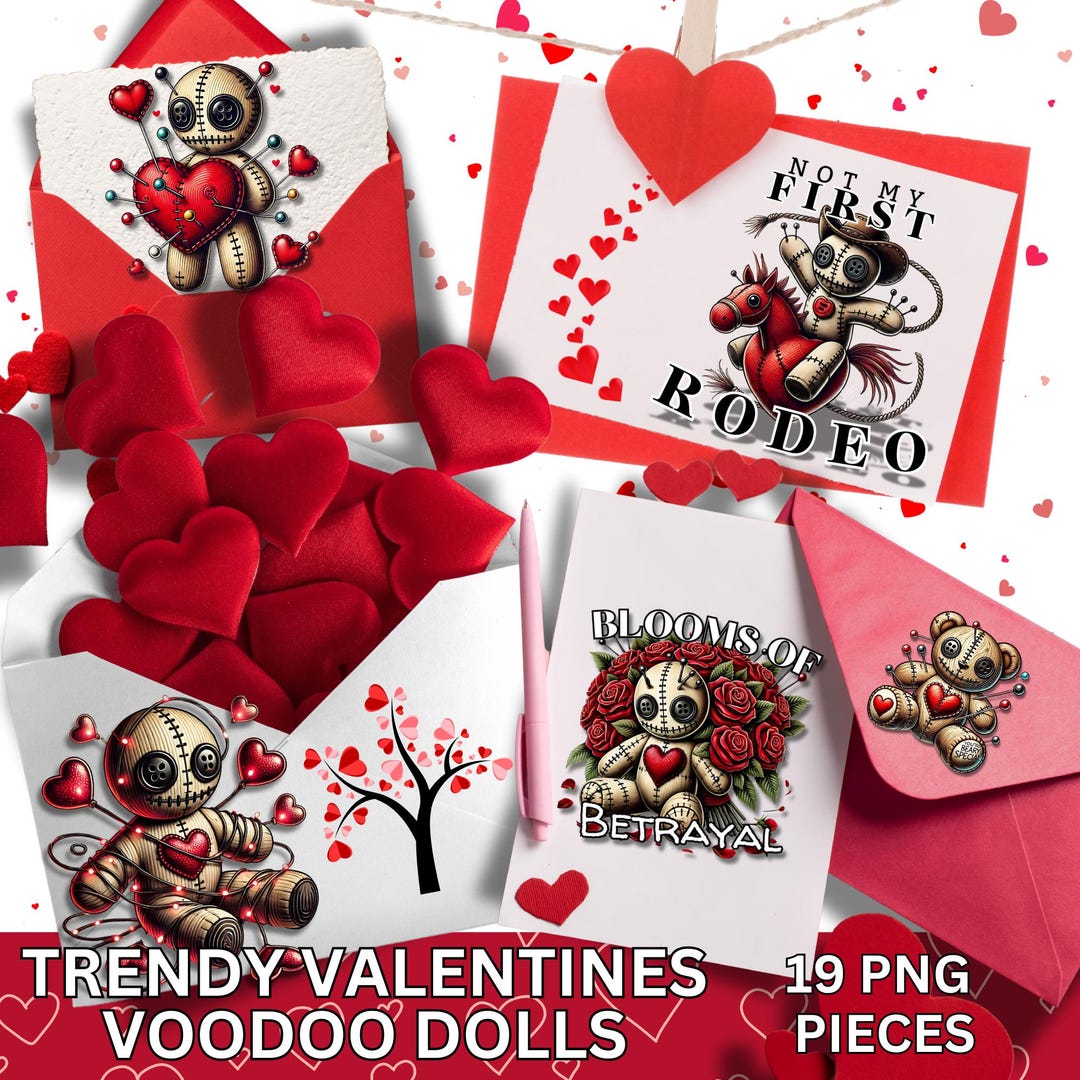 Anti Valentine Voodoo Doll Clipart Set PNG Digital Download, Snarky ...