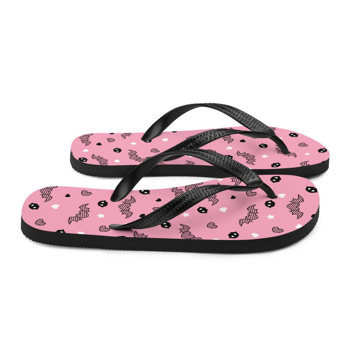 Pink Bat Heart Flip Flops – Cute Vampire "gore-ganizer" Goth Summer ...