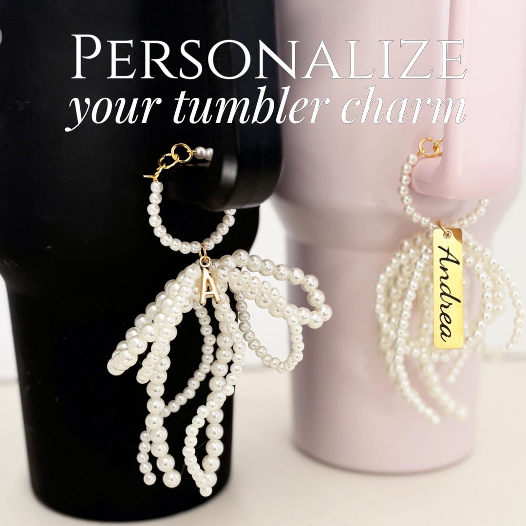 Personalized Pearl Tumbler Charm, Custom Name, Gold or Silver - Etsy