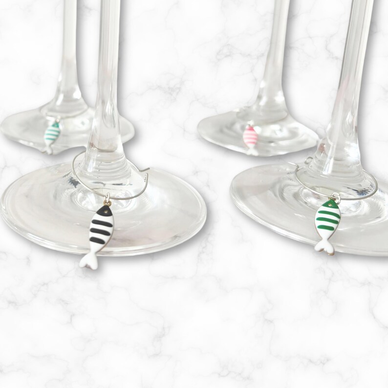 Coastal Fish Wine Charms Nautical Drink Markers Beach-themed Wine Glass ...