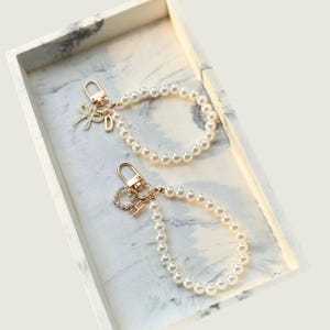 Personalized Bag Charm Keychain With Pearl and Bow Accessories for ...