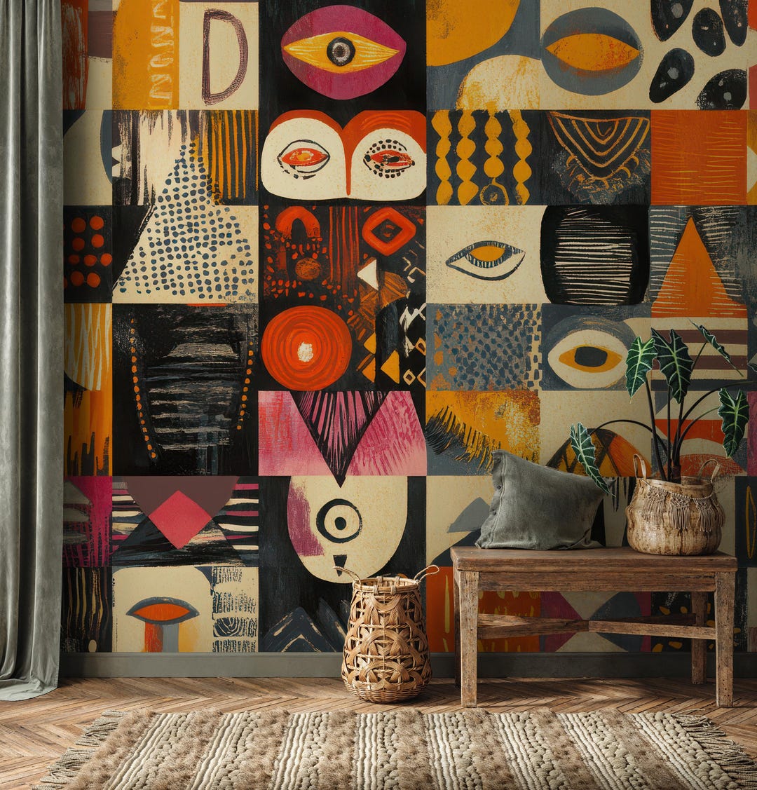African Style Wallpaper, Abstract Peel and Stick Wallpaper, African ...