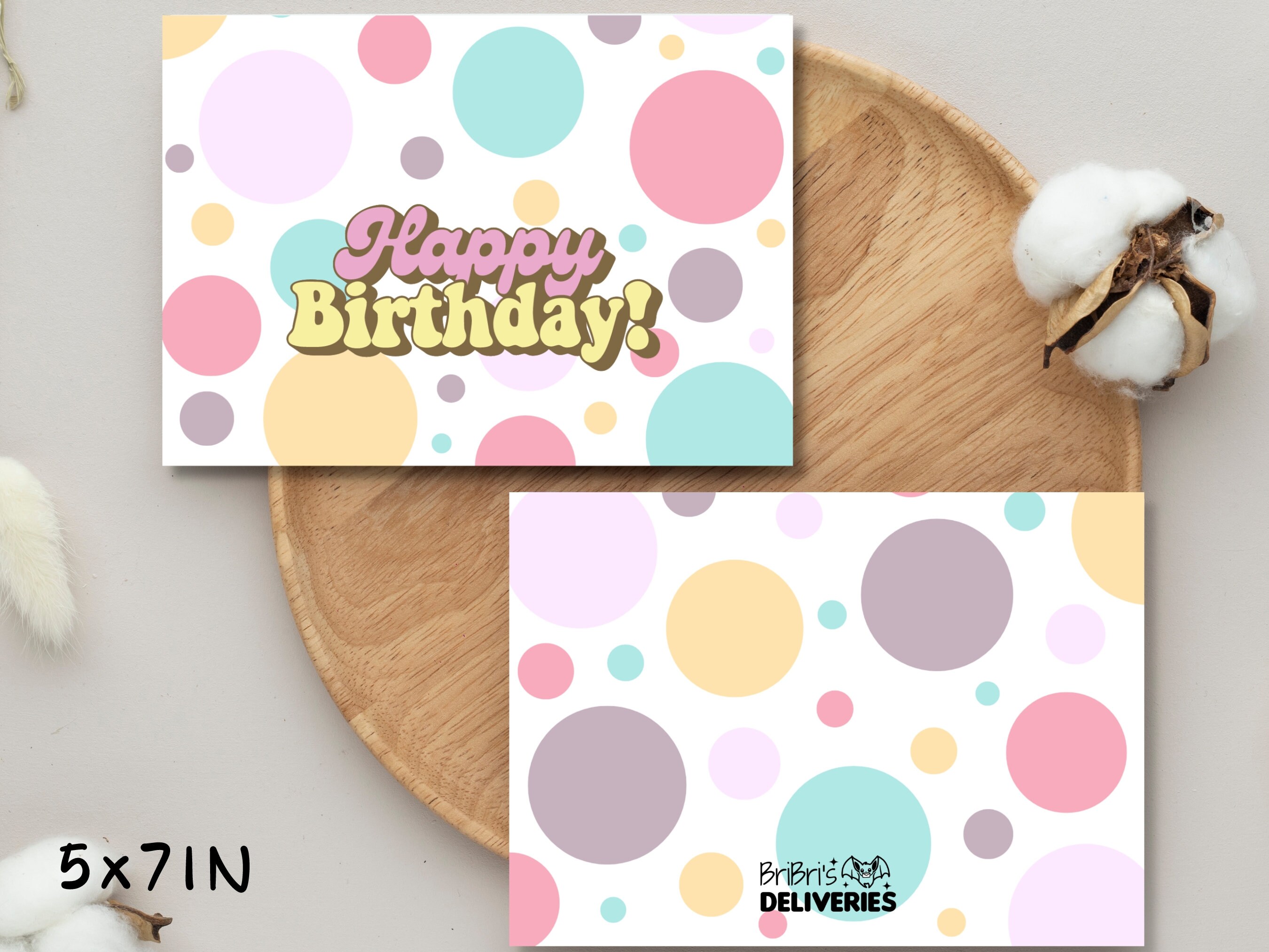 Retro Groovy Font Happy Birthday Card, Colorful Polka Dots Gram, Gift ...