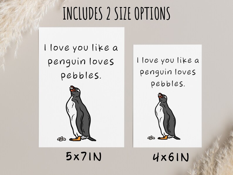 I Love You Like A Penguin Loves Pebbles Greeting Card, Valentine ...