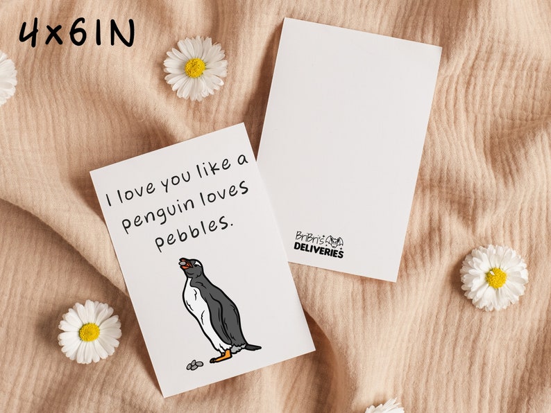 I Love You Like A Penguin Loves Pebbles Greeting Card, Valentine ...