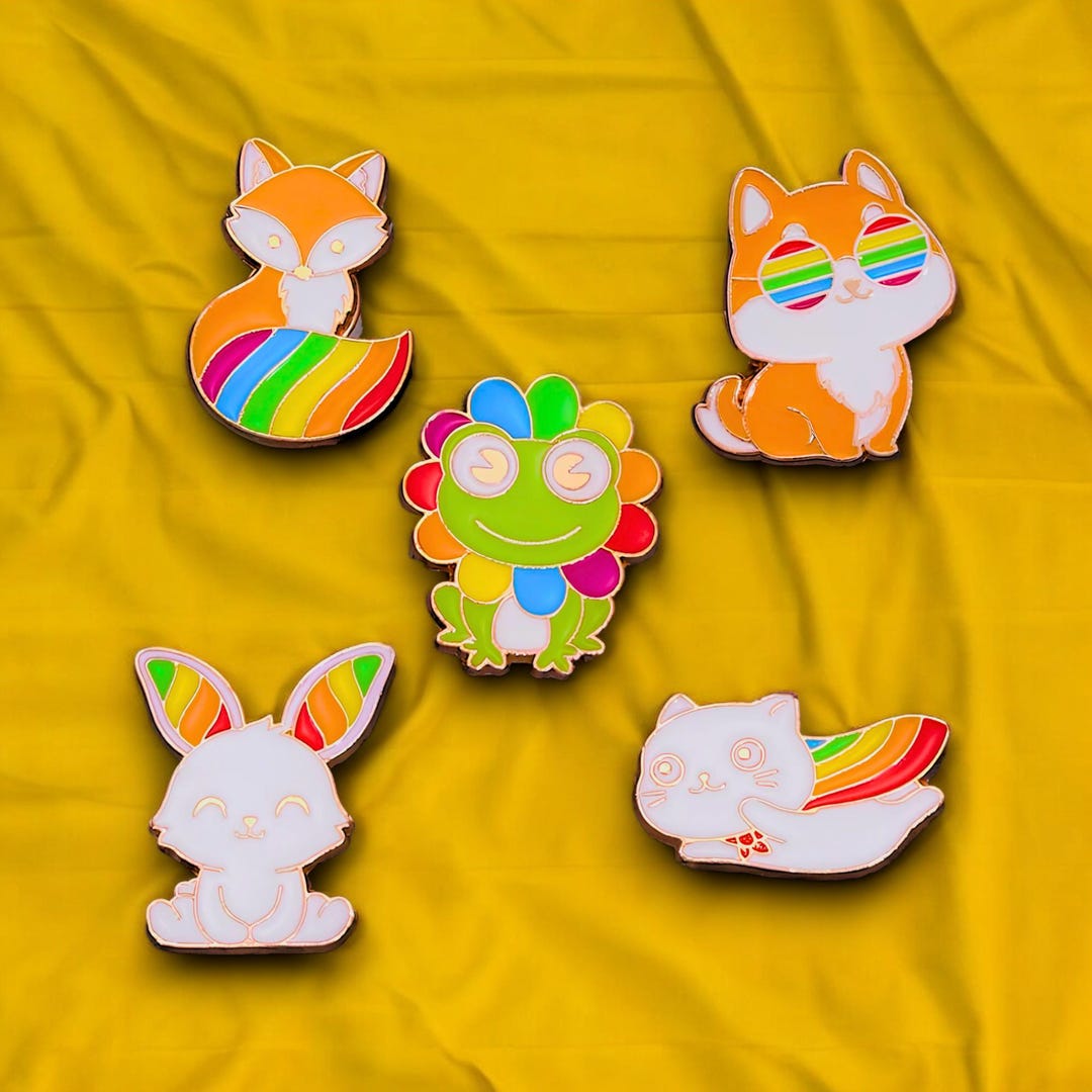 Animals Pride Pins and Cat LGBTQ, Pronoun Badges, Gay, Lesbian, Trans ...