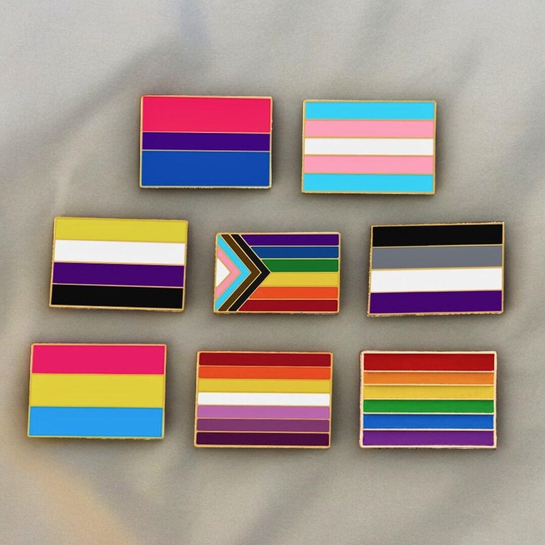 LGBTQIA Pride Badge Pin Rainbow Flag Queer LGBTQ Badge Pin, Nonbinary Pronoun Pin, Transgender ...