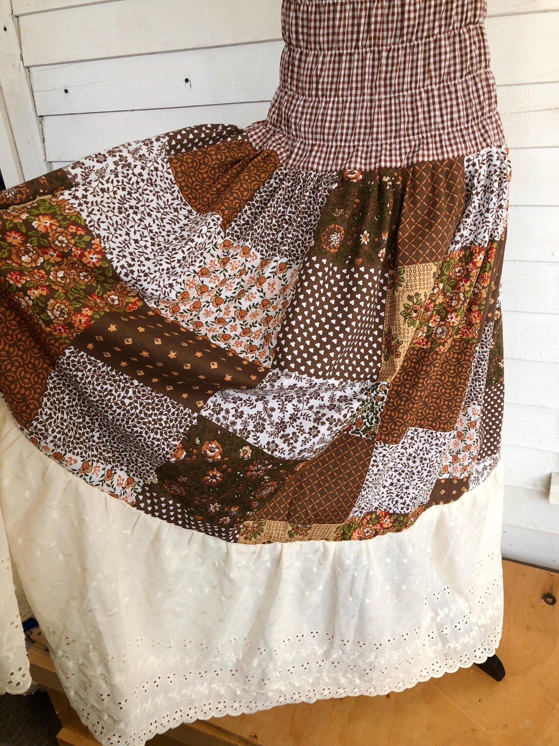 Small-large, Brown Prairie Romance Sundress, Tie Strap Dress, Summer ...