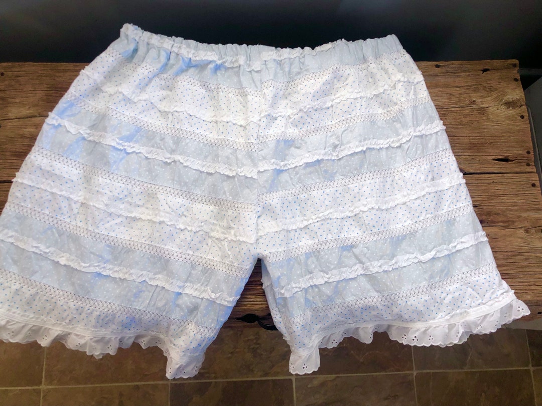 4X Large Blue/white Frilly Bloomers, Shorts, Lace Bloomers, Shorts ...