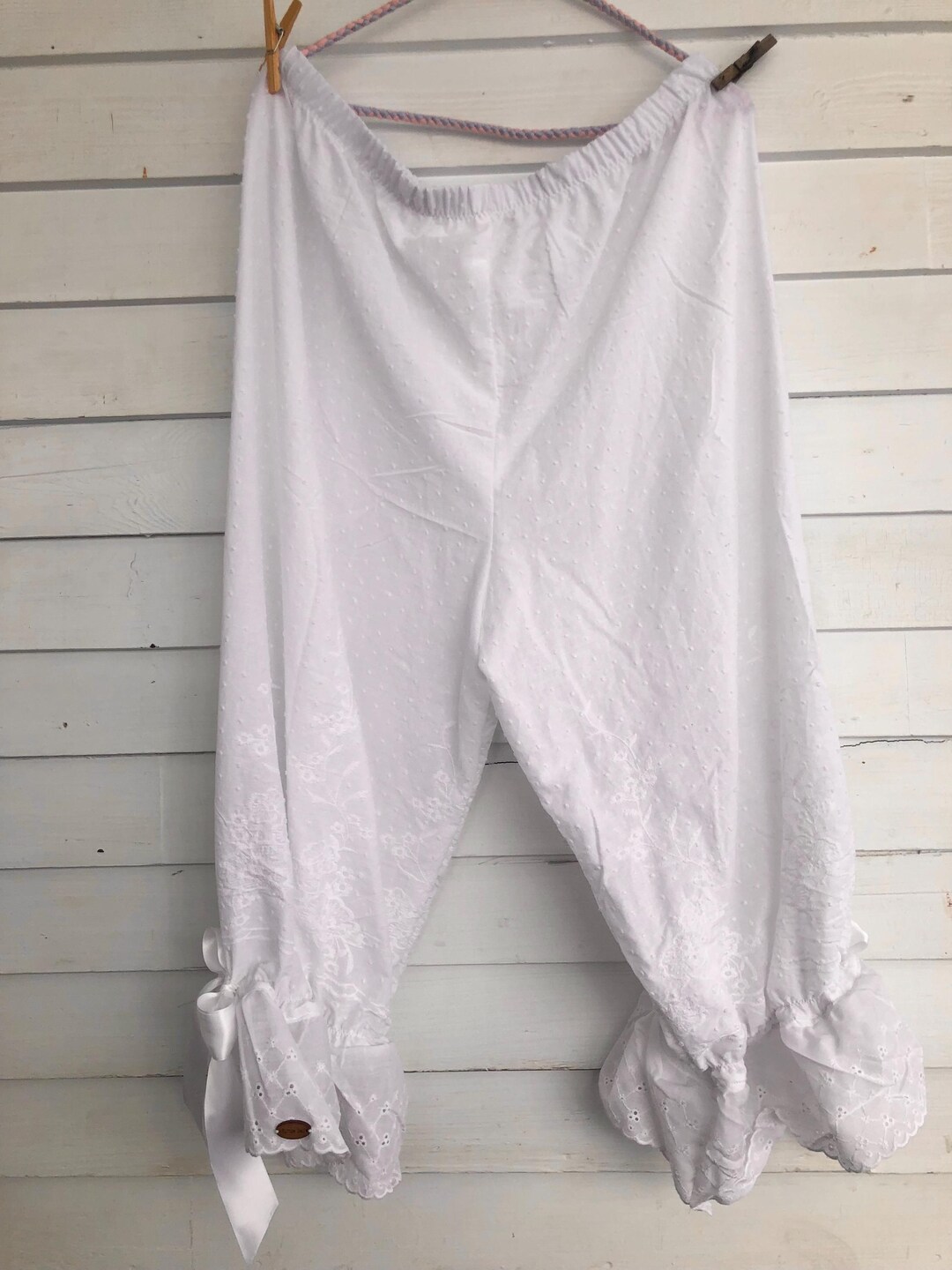 Medium to Large, White Bloomers, Eyelet Lace Bloomer, Pants, Women ...