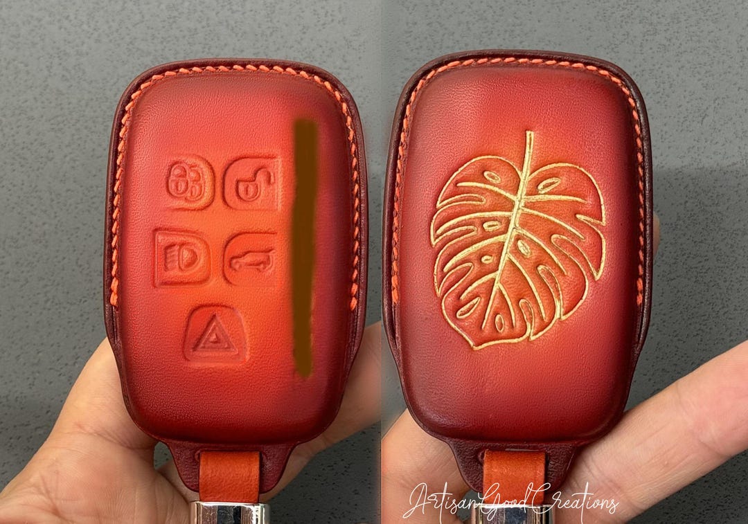 Handmade Leather Key Case Land Discovery Jaaguar Rover Evoque, LR2 LR3 ...