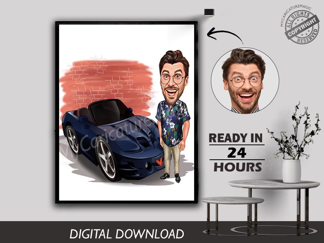 Personalized Caricature of Funny Man Standing in Free Pose Portrait ...