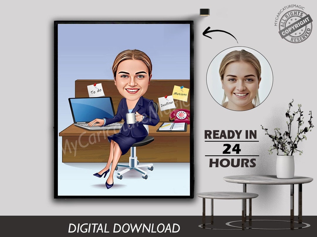 Custom Female Boss Cartoon Portrait Boss Caricature Boss Lady Photo to ...