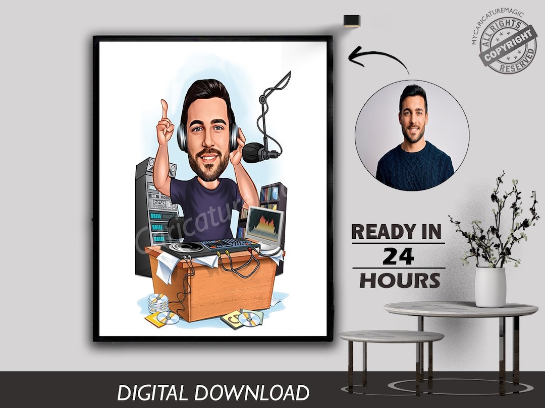 Custom Music Producer Cartoon Portrait: Personalized Caricature Gift ...