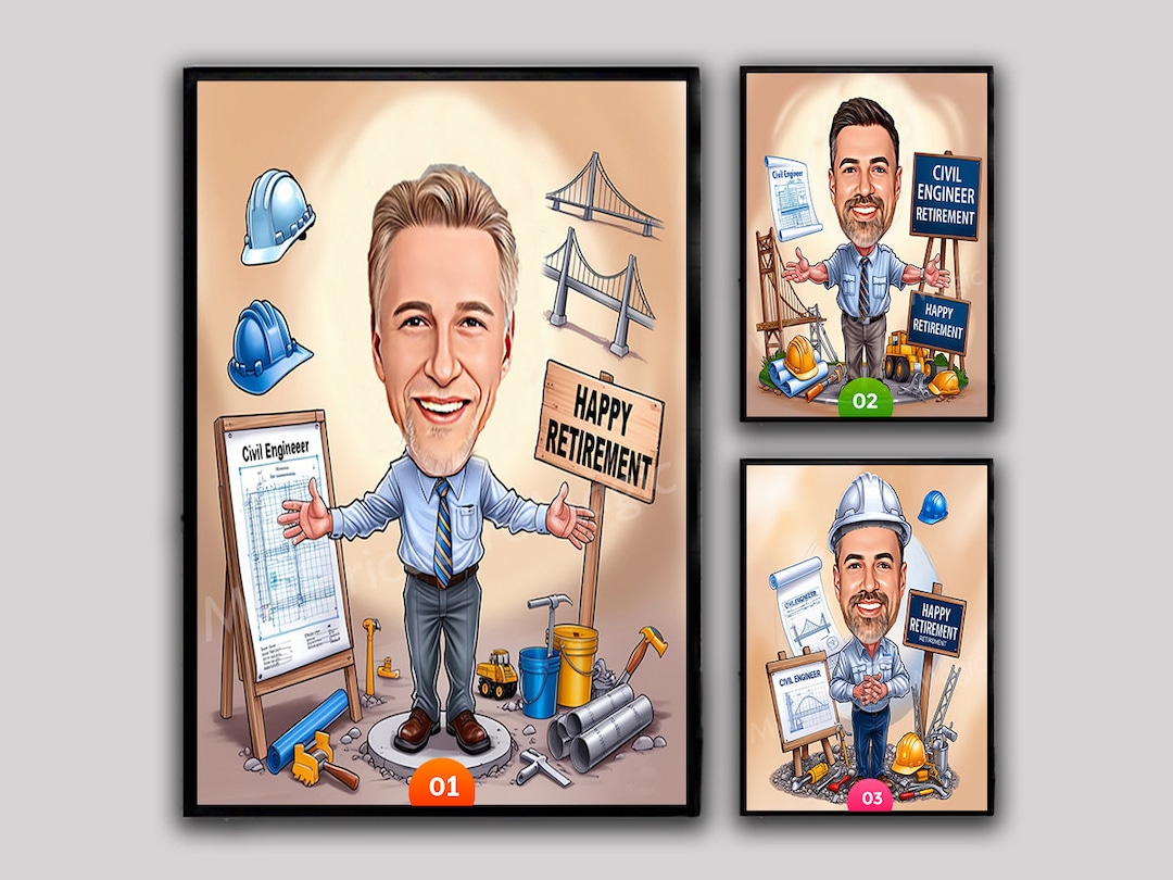 Custom Caricature of Civil Engineer Retirement Architect Engineer ...